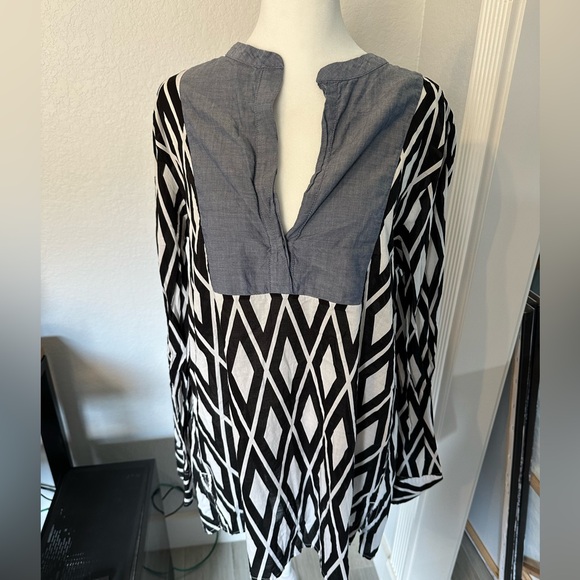 J. Crew | Tops | J Crew Diamond Argyle Print Chambray Trim Tunic | Poshmark